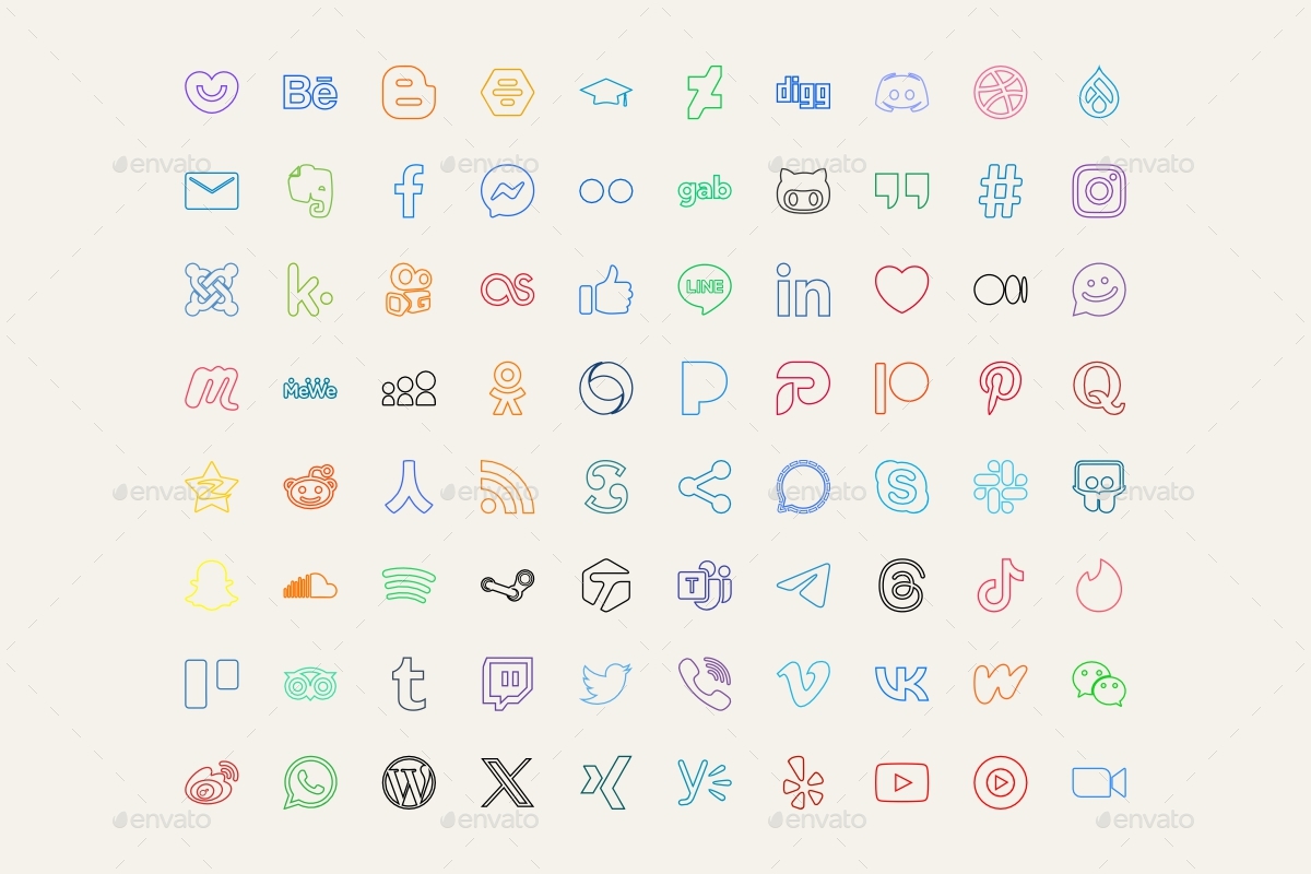 Social Media Icons Bundle, Icons | GraphicRiver