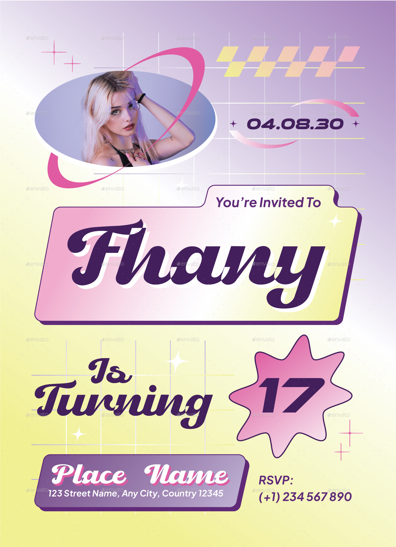 Creative Y2K Birthday Invitation, Print Templates | GraphicRiver