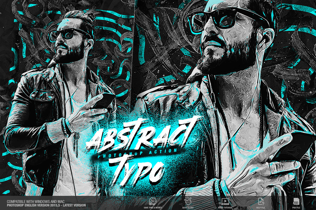 Abstract Typo Photoshop Action, Add-ons | GraphicRiver
