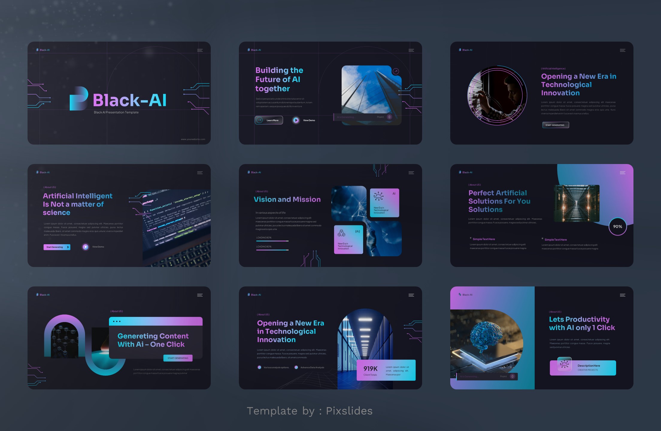 Black Ai - Artificial Intelligence Keynote Template, Presentation Templates