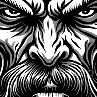 Viking Warrior Head Wearing Helmet And Axes Vector Graphic, Vectors