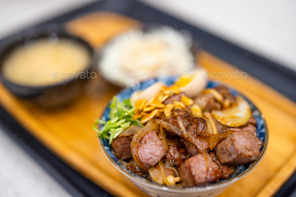 Grill beef rice bowl set Stock Photo by leungchopan | PhotoDune