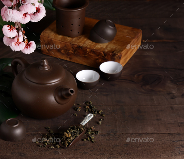 traditional tea ceremony teapot on the table Stock Photo by Dream79