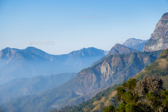 Taiwan Alishan mountain range landscape Stock Photo by leungchopan