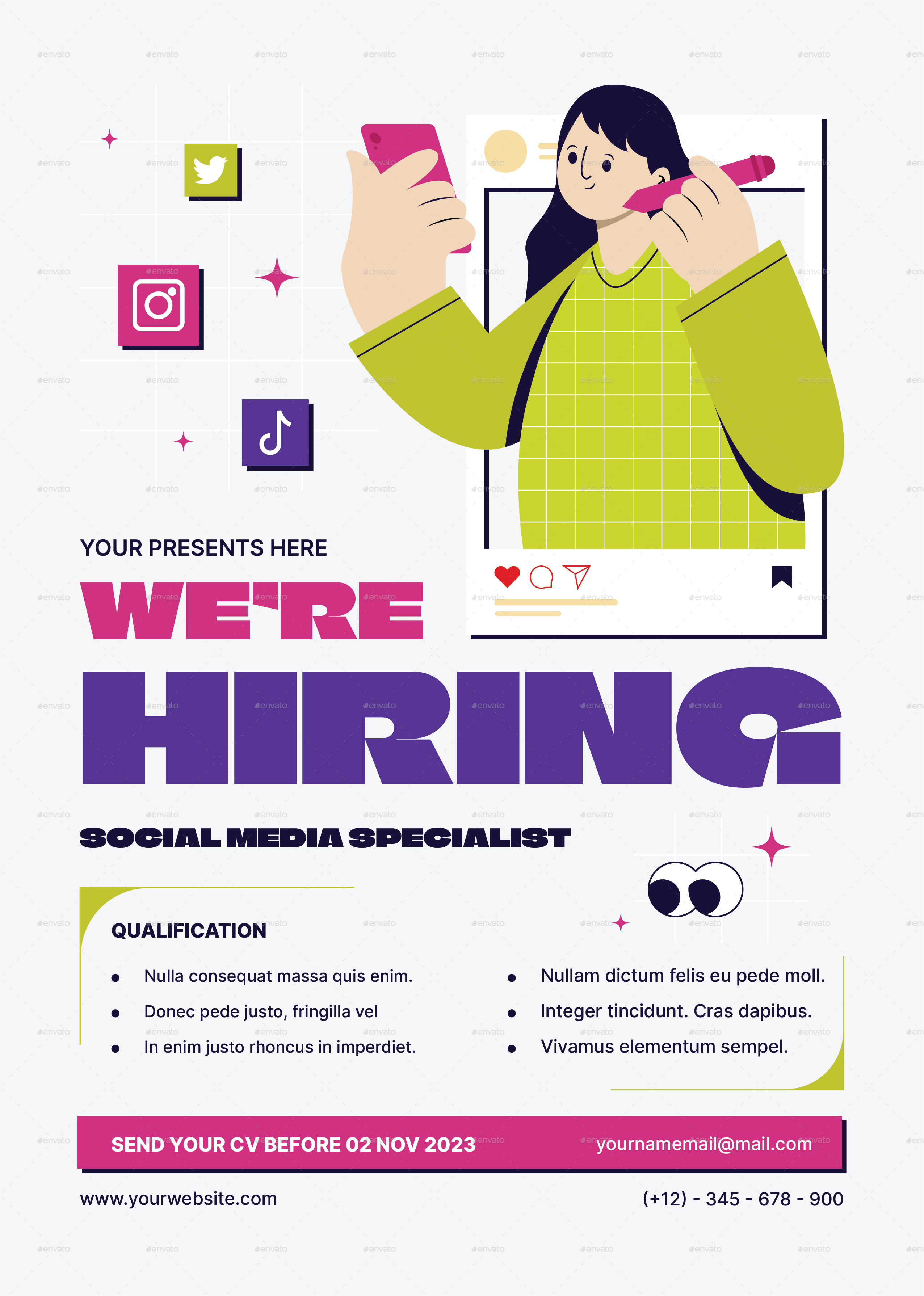 Job Hiring Social Media Specialist Flyer, Print Templates | GraphicRiver