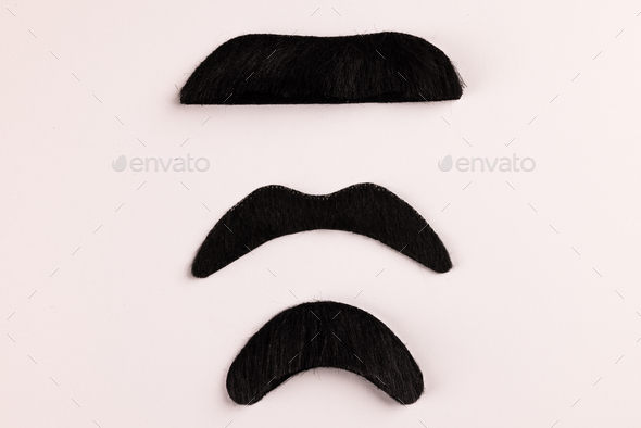 Composition of fake moustaches on white background with copy space ...