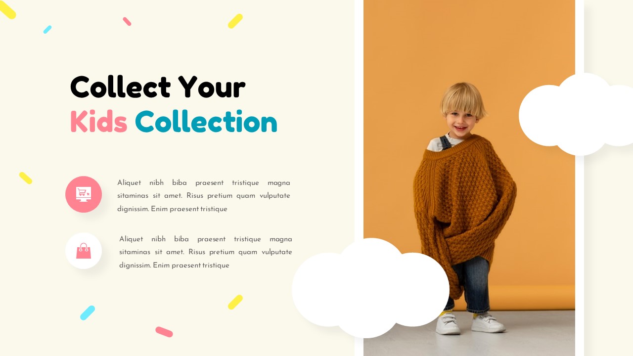Decorative Kids Fashion Store PowerPoint Template, Presentation Templates
