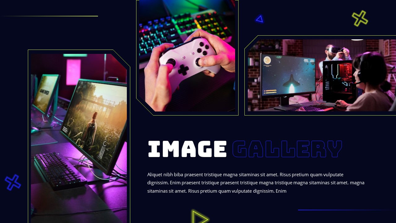 Dark Modern Game Industry PowerPoint Template, Presentation Templates