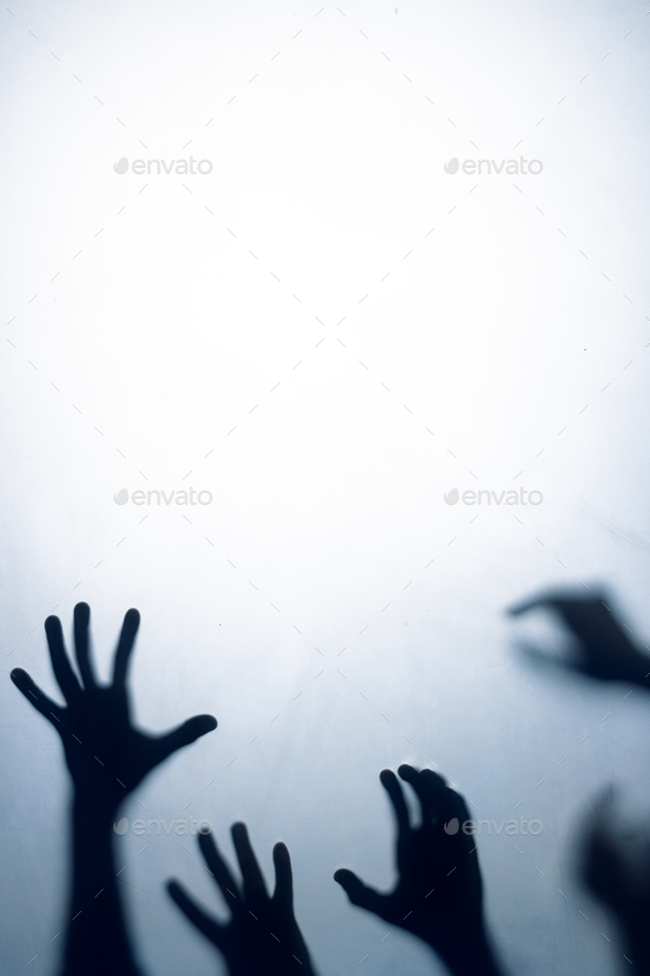 Composition of shape of multiple black hands on white background Stock ...