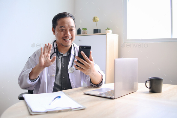 Video Call During Tele Medicine Stock Photo by Queenmoonlit3 | PhotoDune