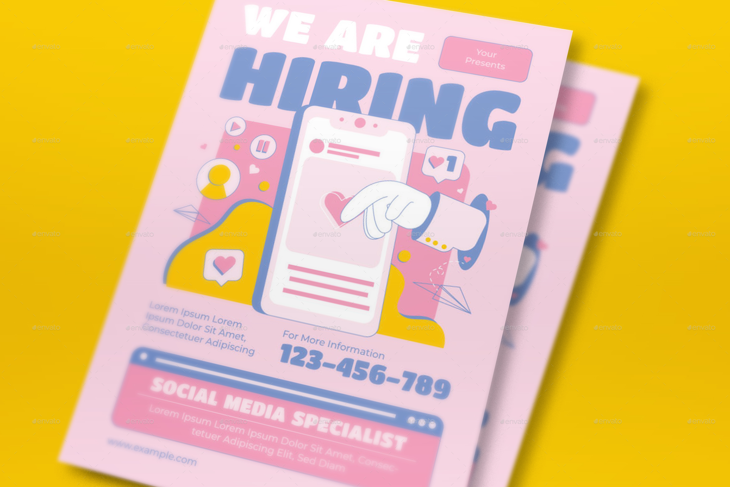Pink Flat Design We're Hiring Flyer Set, Print Templates | GraphicRiver