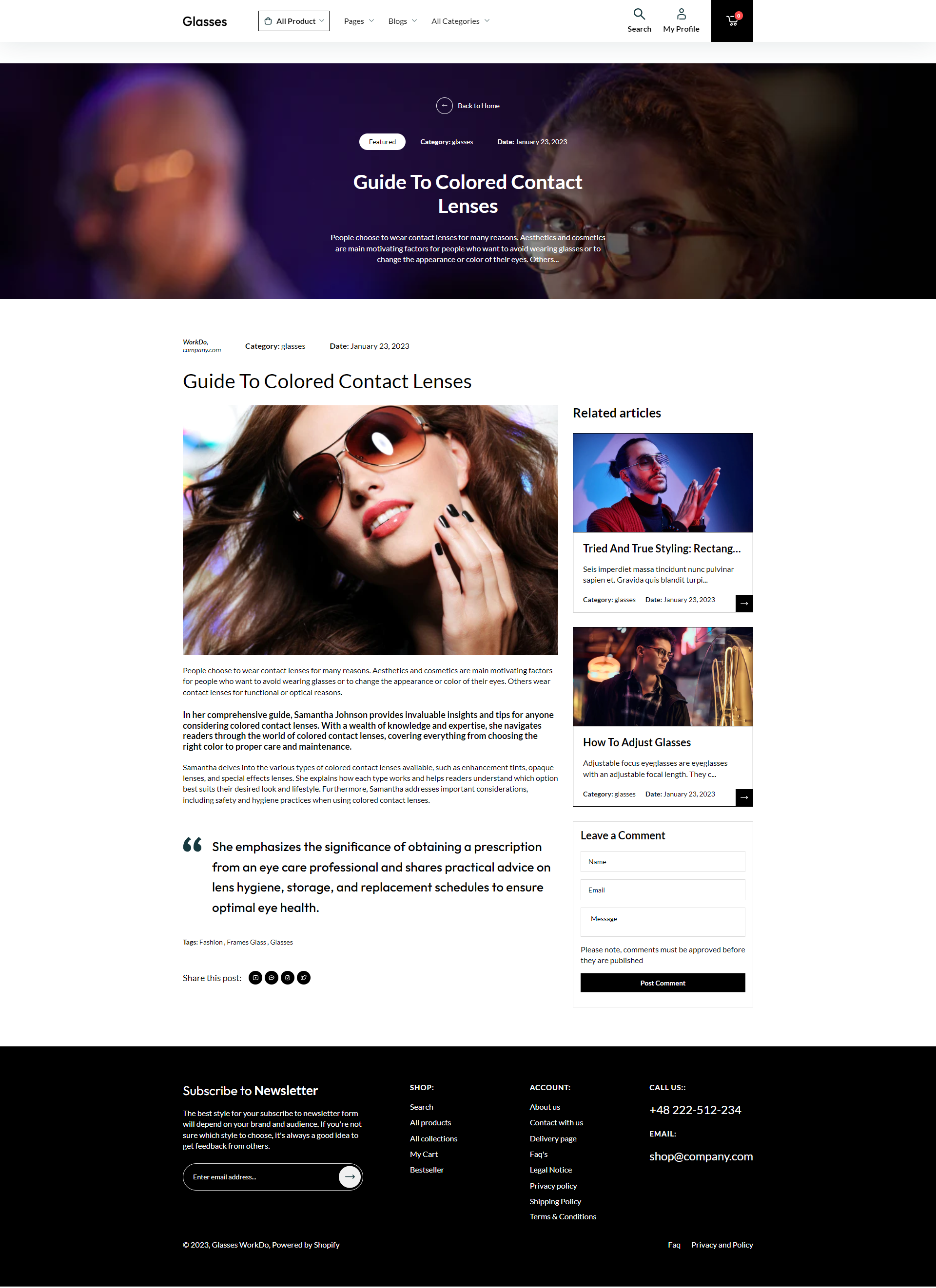 Glasses - Shopify 2.0 Eyeglasses Shop Theme by RajodiyaInfotech ...