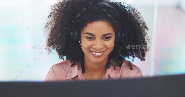 Customer service communication, computer video call and consultant ...