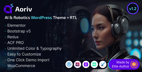 Aoriv - AI & Robotics Startup WordPress Theme by HiBootstrap | ThemeForest
