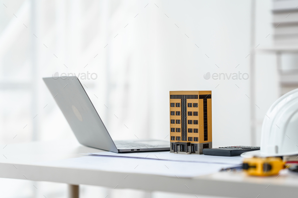 Engineering tools on technical drawing, engineer drawing plan blueprint ...