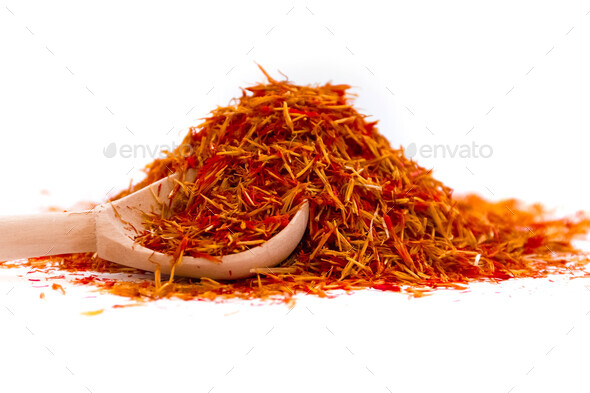 Exotic red hot spice, saffron for coloring food. background. isolated ...