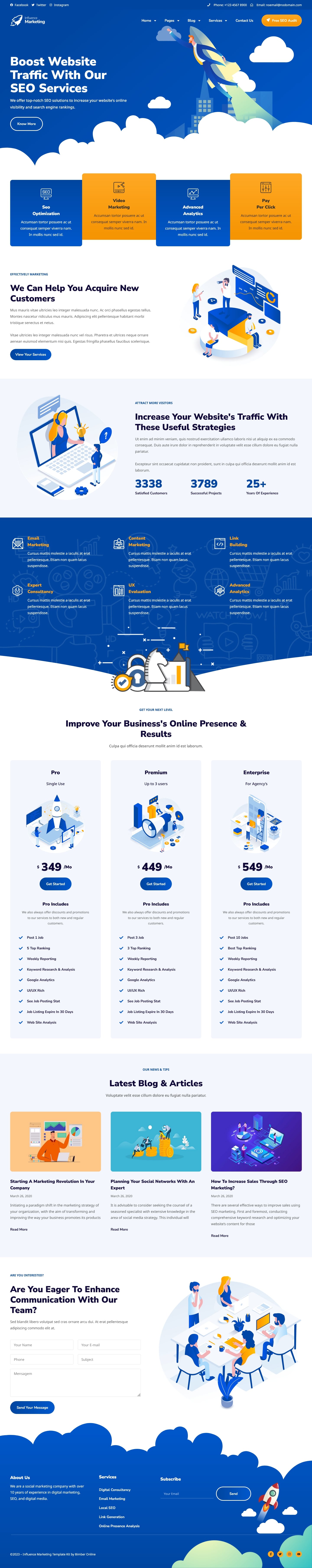 Influence Marketing - SEO & Digital Agency Elementor Template Kit by ...