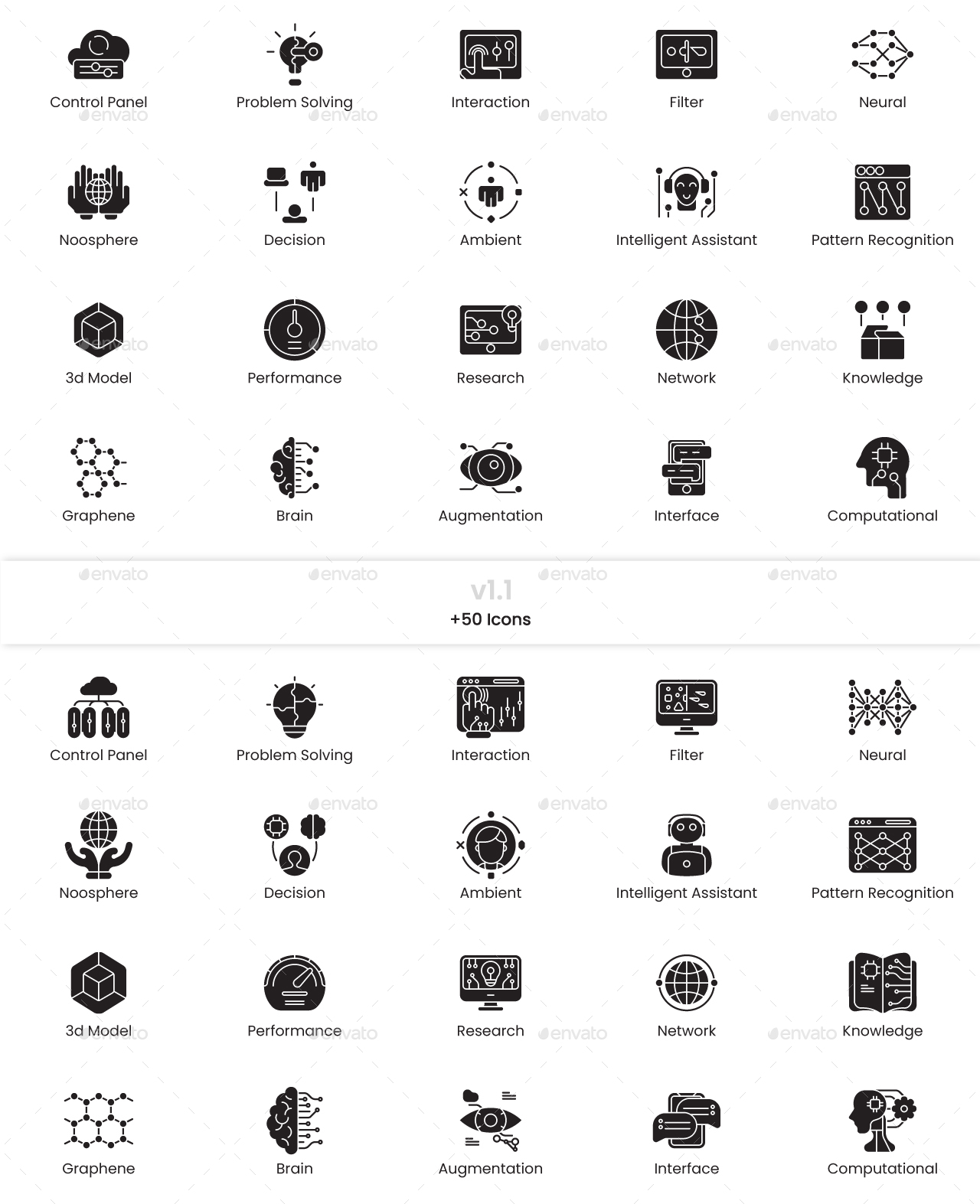 Artificial Intelligence Glyph Icons, Icons | GraphicRiver