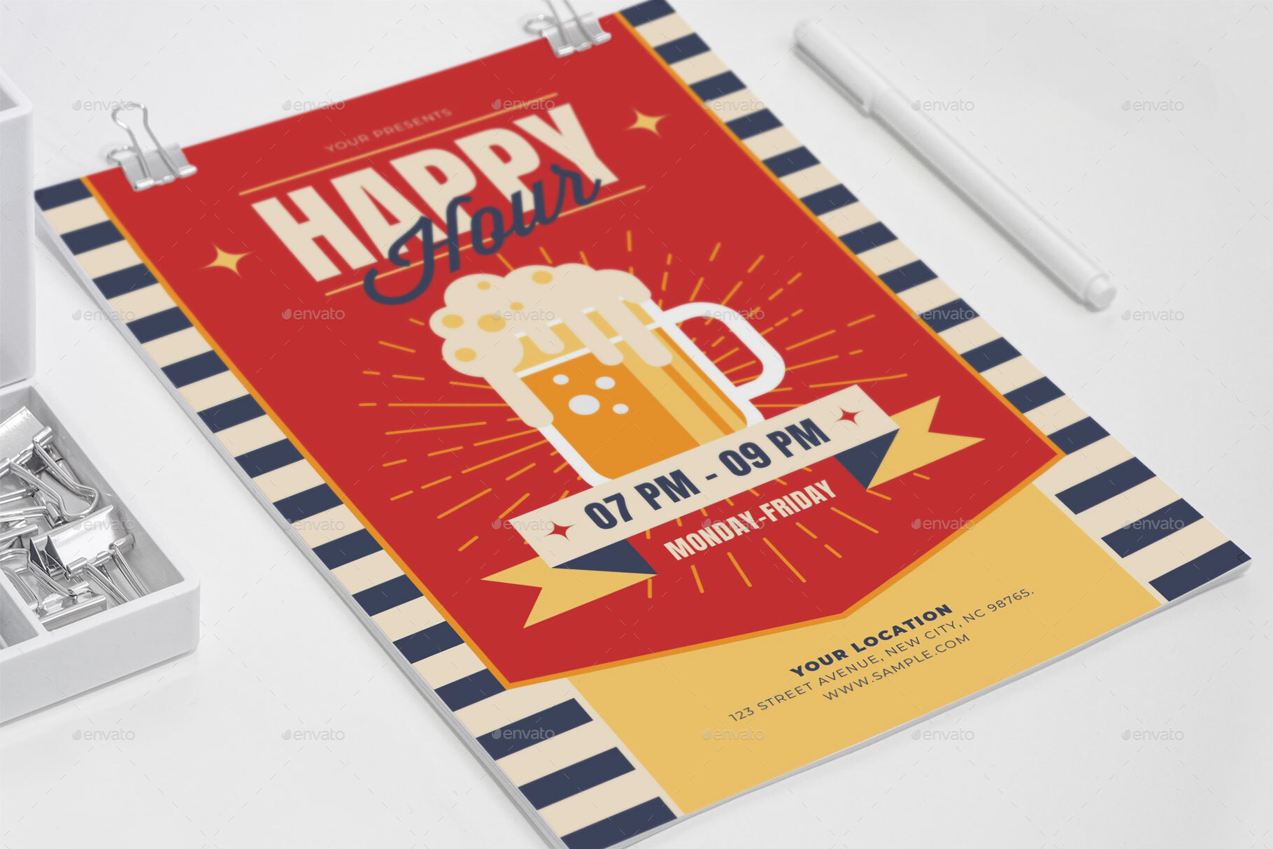 Happy Hour Beer Stripes, Print Templates | GraphicRiver