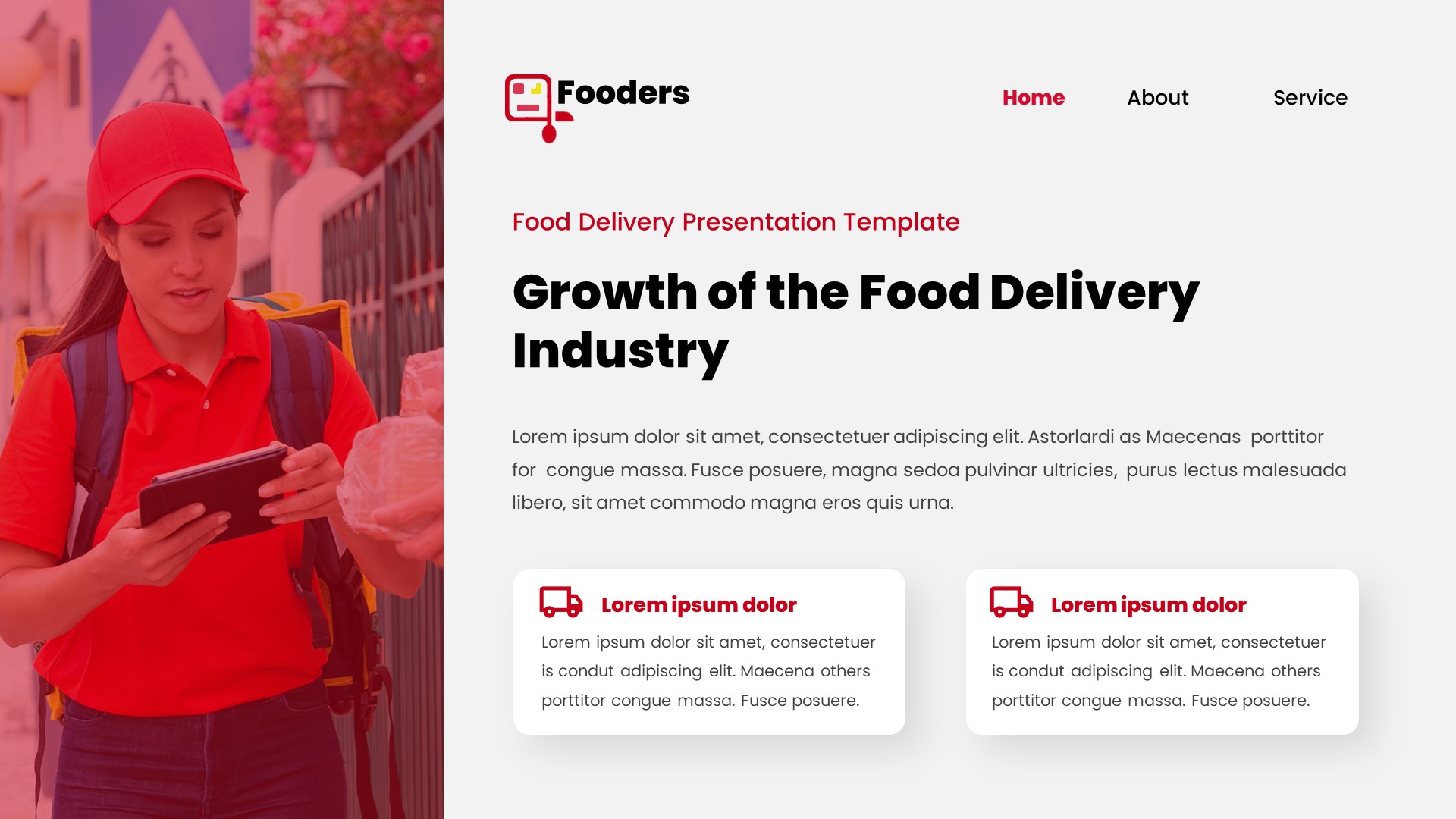 Fooders - Food Delivery Powerpoint Template, Presentation Templates
