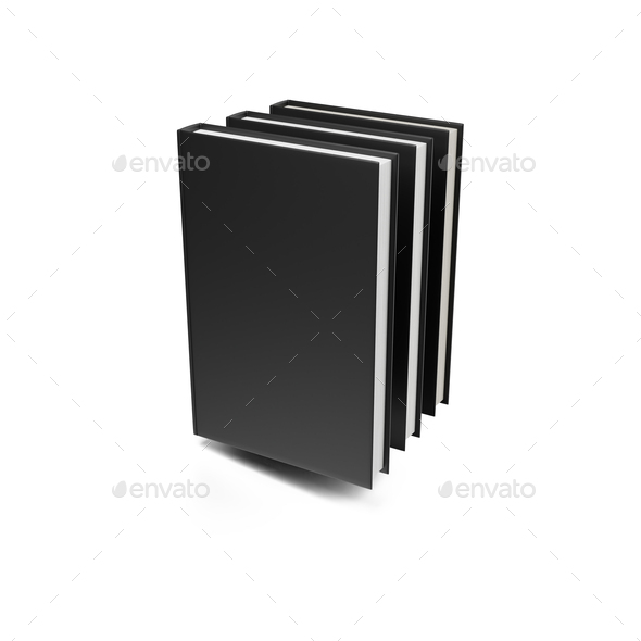 Blank mockup of 3 black books isolated on a white background. Stock ...