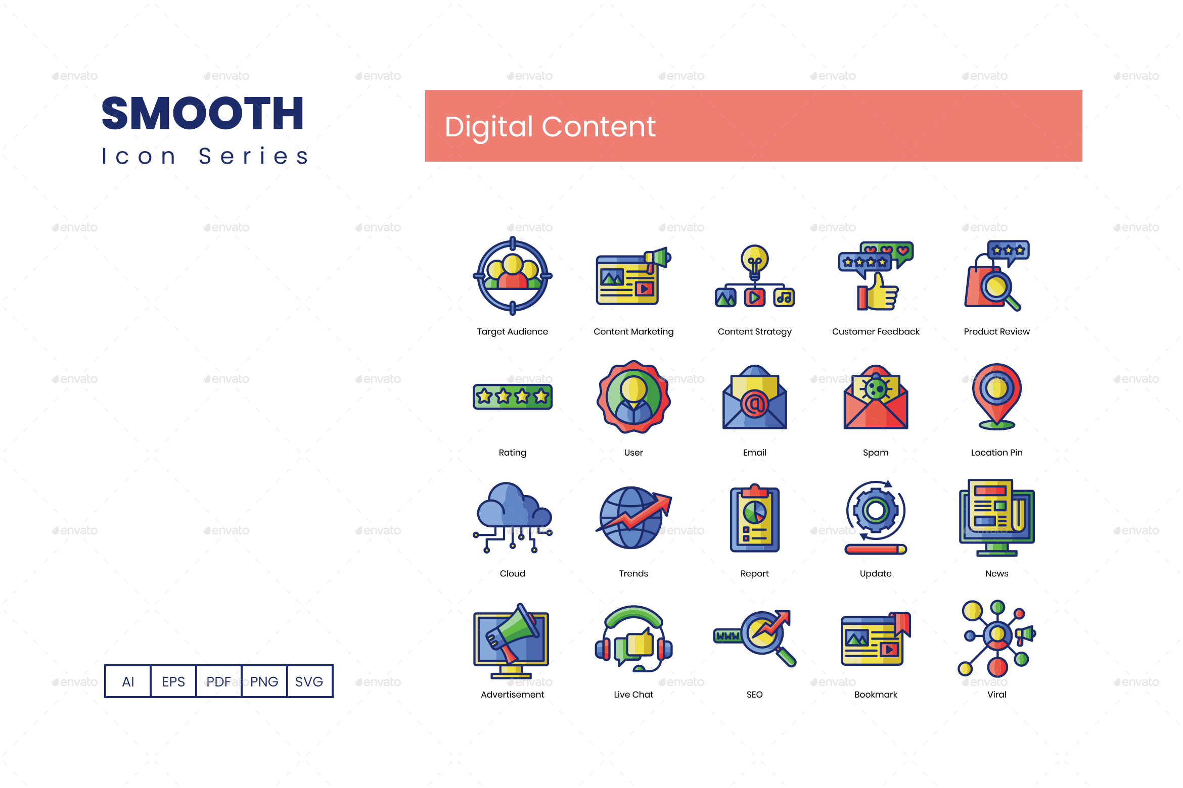 80 Digital Content Icons | Smooth Series, Icons | GraphicRiver