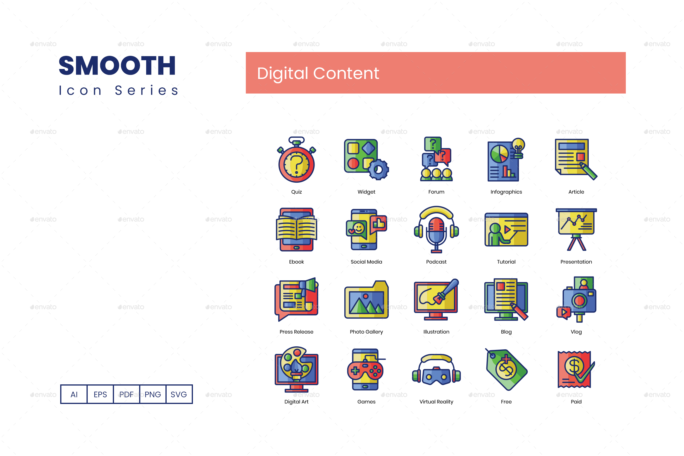 80 Digital Content Icons | Smooth Series, Icons | GraphicRiver