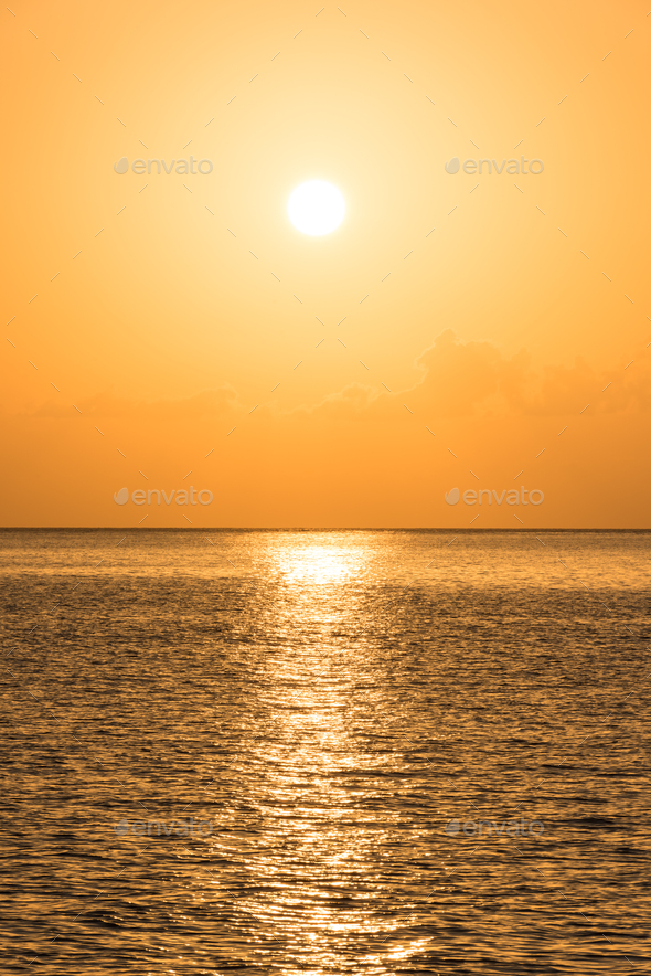 Beautiful tropical sunset ocean background Stock Photo by nzooo | PhotoDune