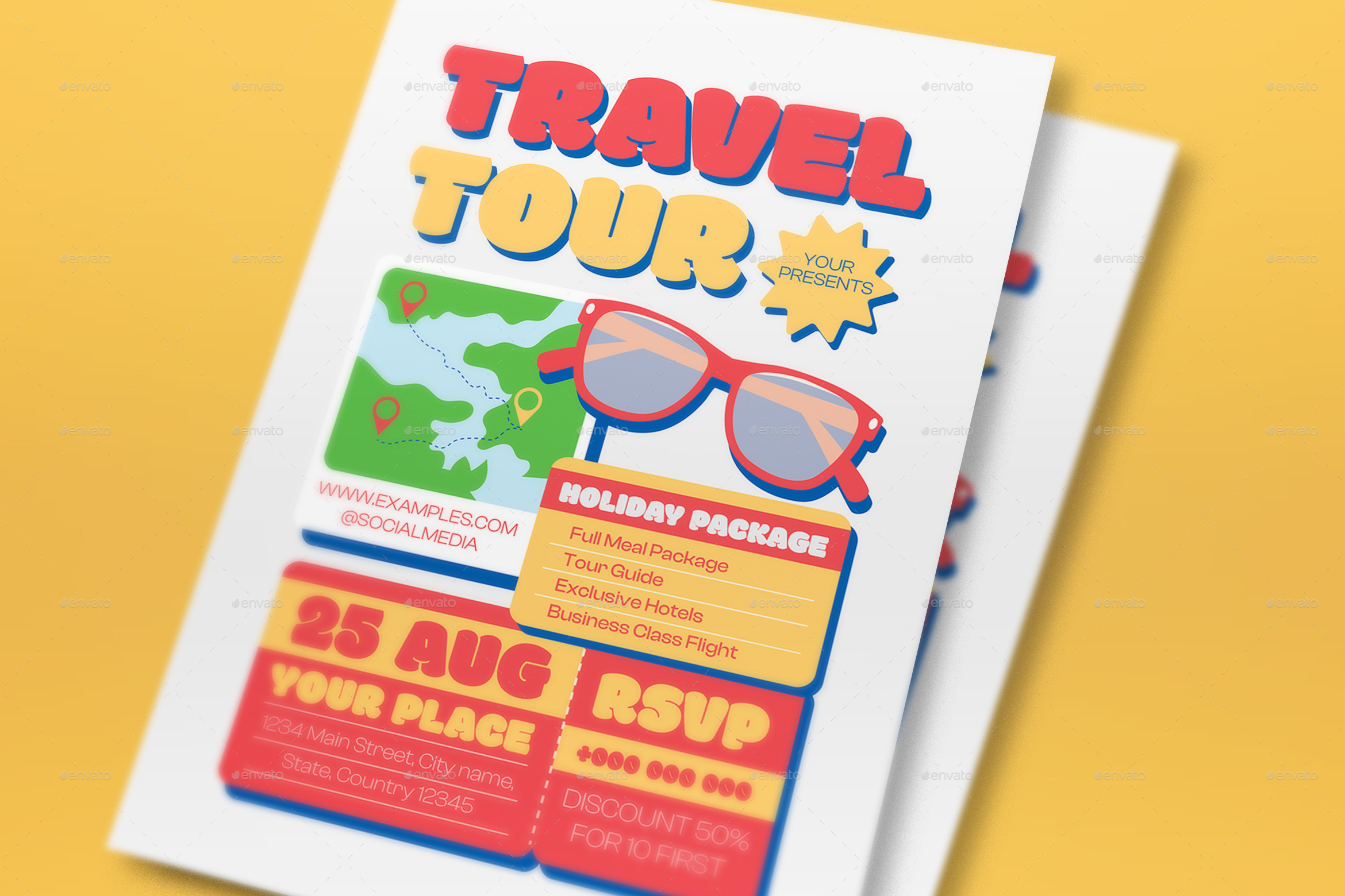 White Flat Design Travel Tour Flyer Set, Print Templates | GraphicRiver