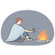 Young Man Warm Hands at Fire, Vectors | GraphicRiver