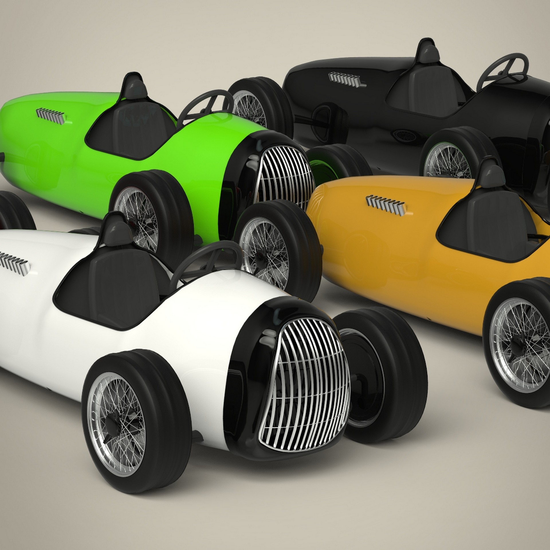 Vintage racing car set by deepocean3d | 3DOcean
