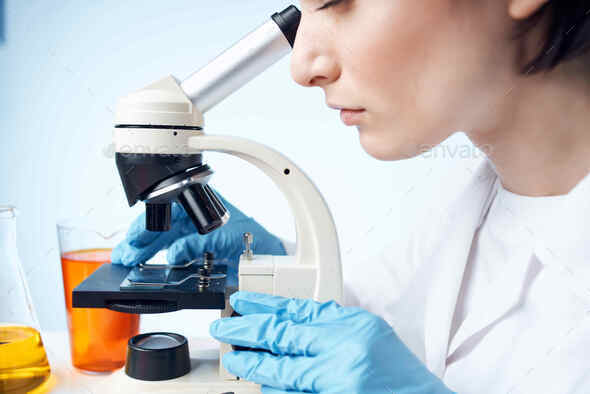 laboratory microscope research diagnostics science close up Stock Photo ...