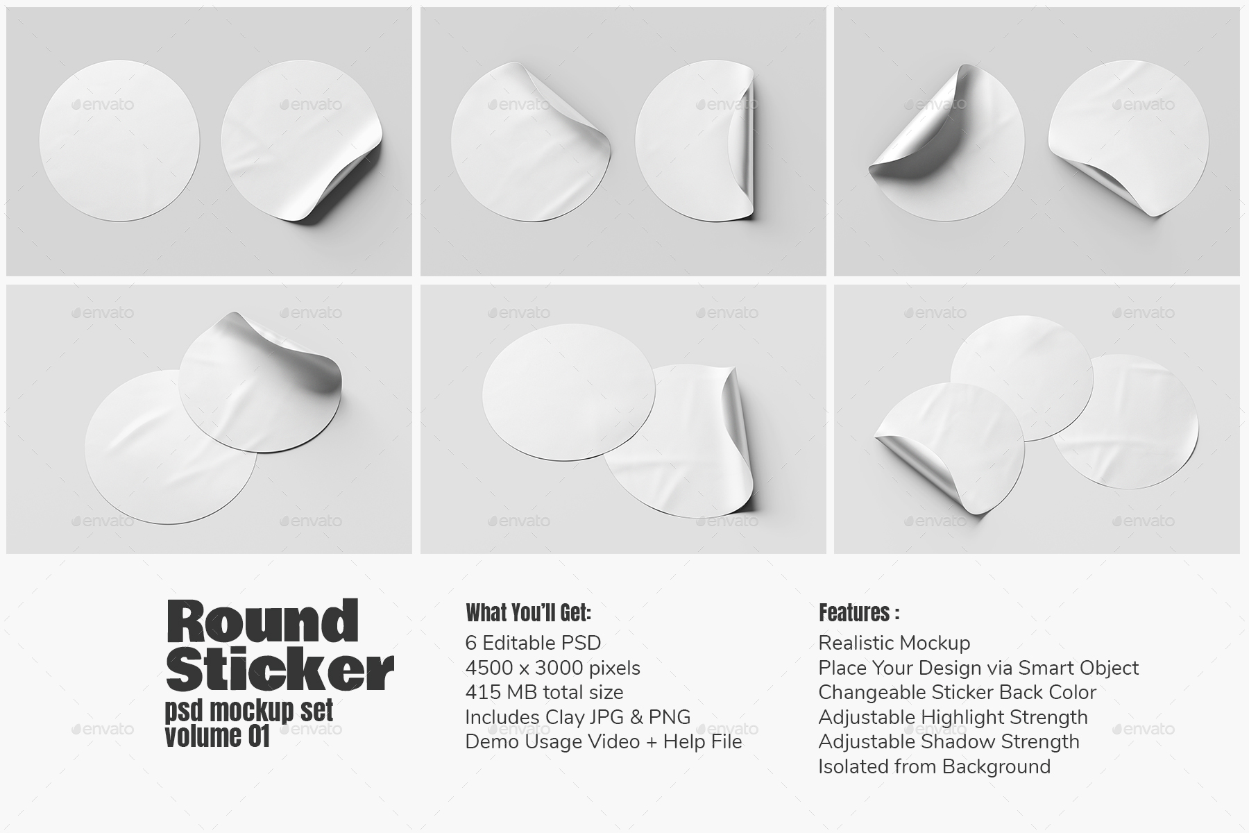 Round Sticker Label PSD Mockup Set - Vol. 01, Graphics | GraphicRiver