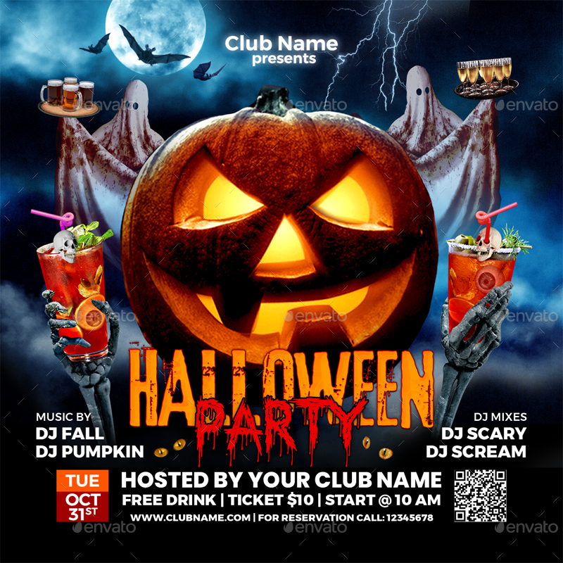 Halloween Party Flyer, Print Templates | GraphicRiver