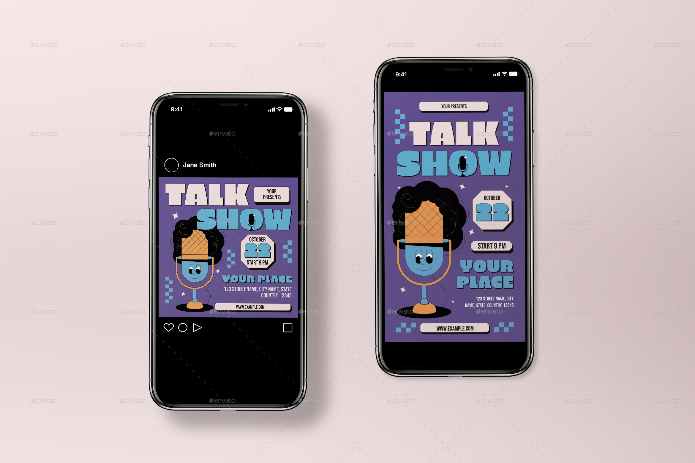 Blue Retro Talk Show Flyer Set, Print Templates | GraphicRiver