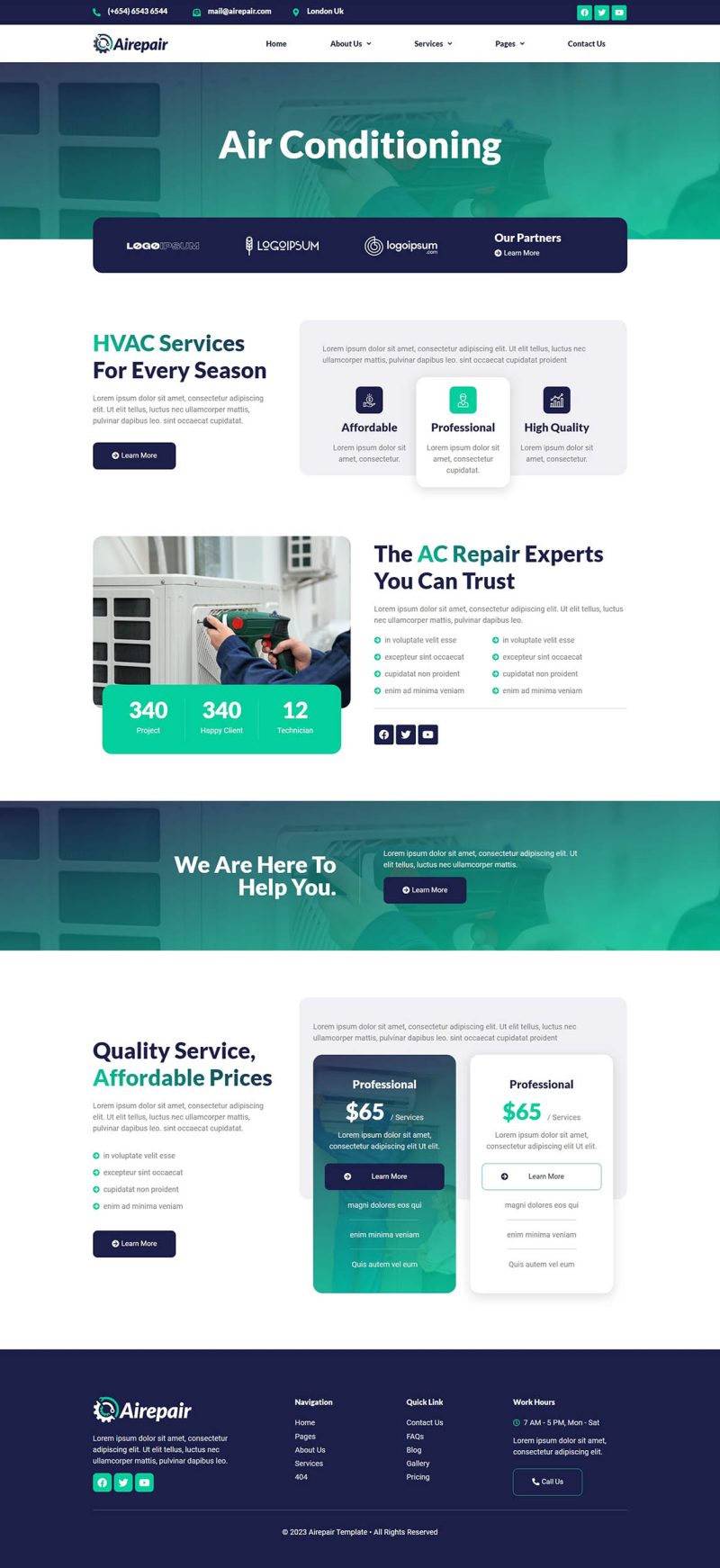 Airepair - Air Conditioner Repair Service Elementor Template Kit by Kitpro