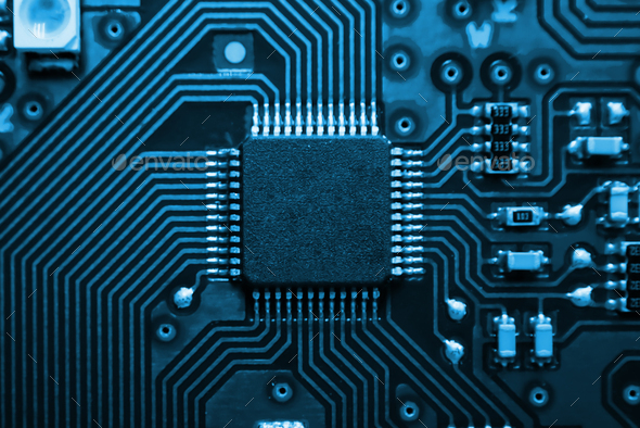 Close up of Chip IC on PCB, PCB circuit board, microprocessor, Main ...