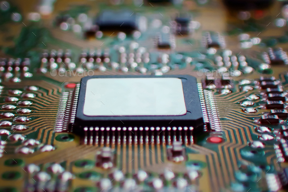 Close up of Chip IC on PCB, PCB circuit board, microprocessor, Main ...