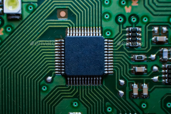 Close up of Chip IC on PCB, PCB circuit board, microprocessor, Main ...