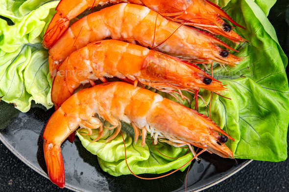 shrimp fresh prawn seafood crustacean langoustine meal food snack on ...