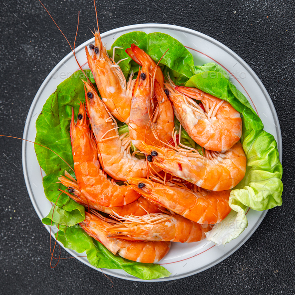 shrimp fresh prawn seafood crustacean langoustine meal food snack on ...