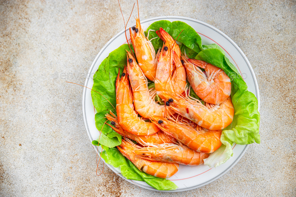 shrimp fresh prawn seafood crustacean langoustine meal food snack on ...