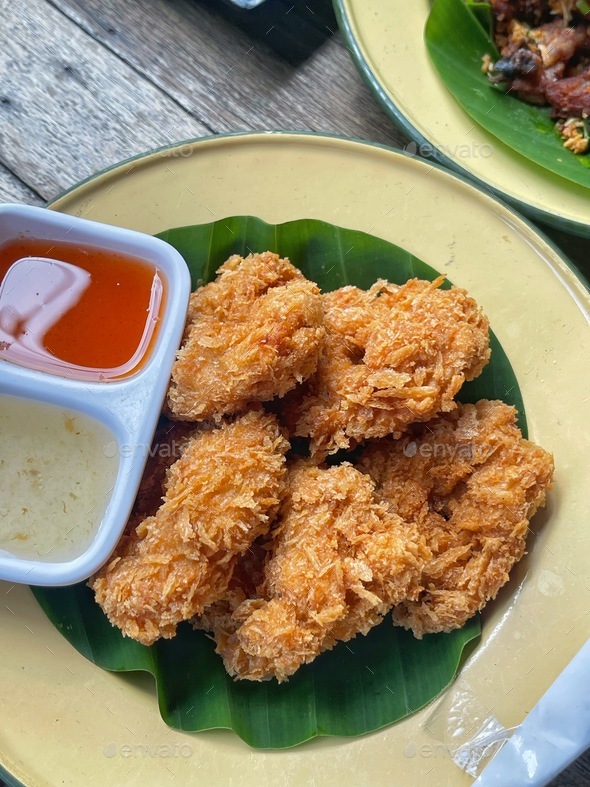 "Tod man kung" Fried shrimp cake Thai styles appitizer. Stock Photo by ...