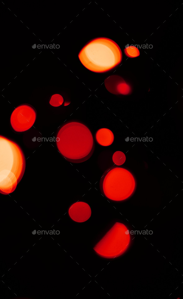 Bokeh, red and orange lights on dark wallpaper with pattern, texture ...