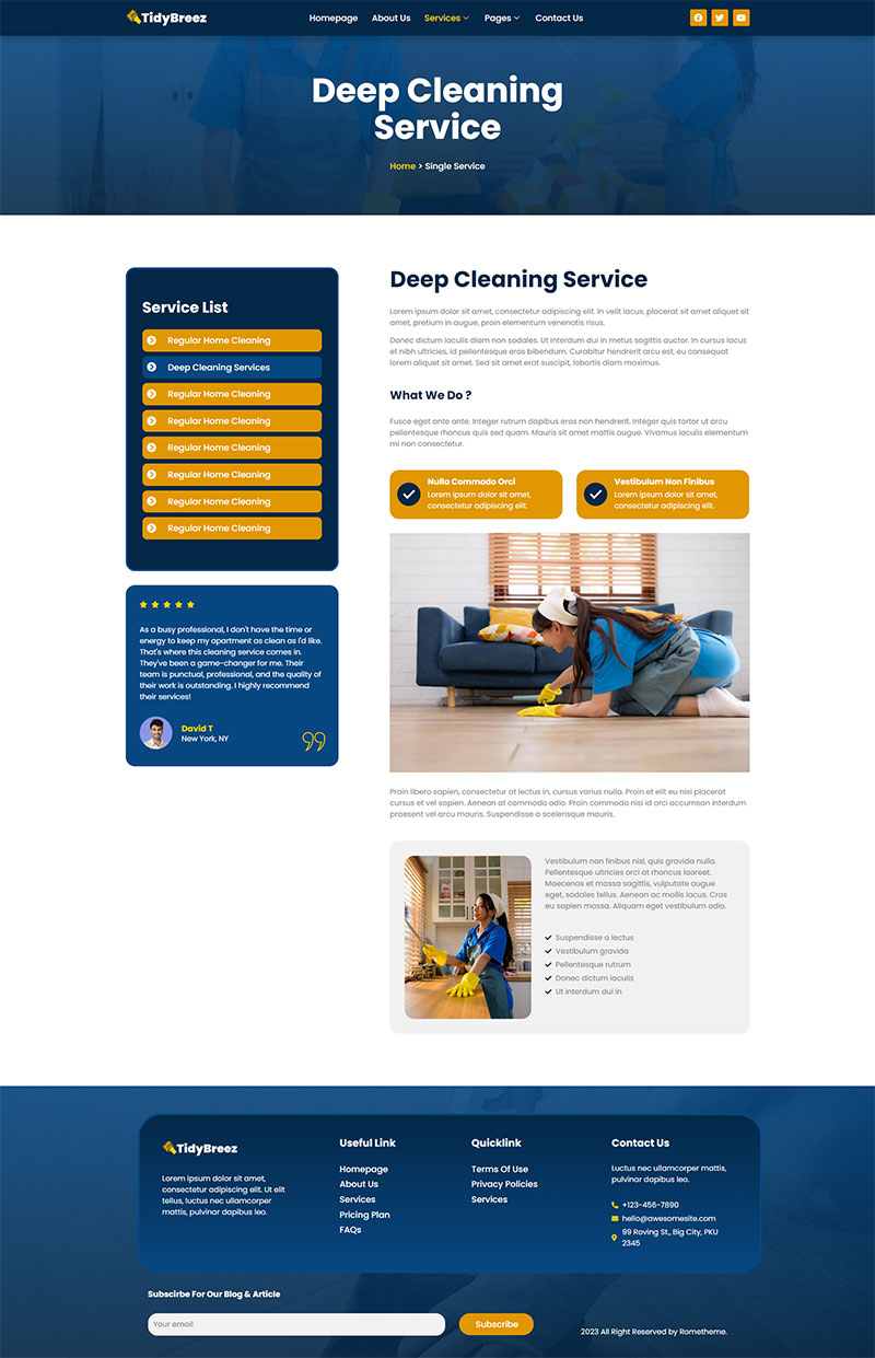 Tidybreez - Cleaning Service Company Elementor Template Kit by Rometheme