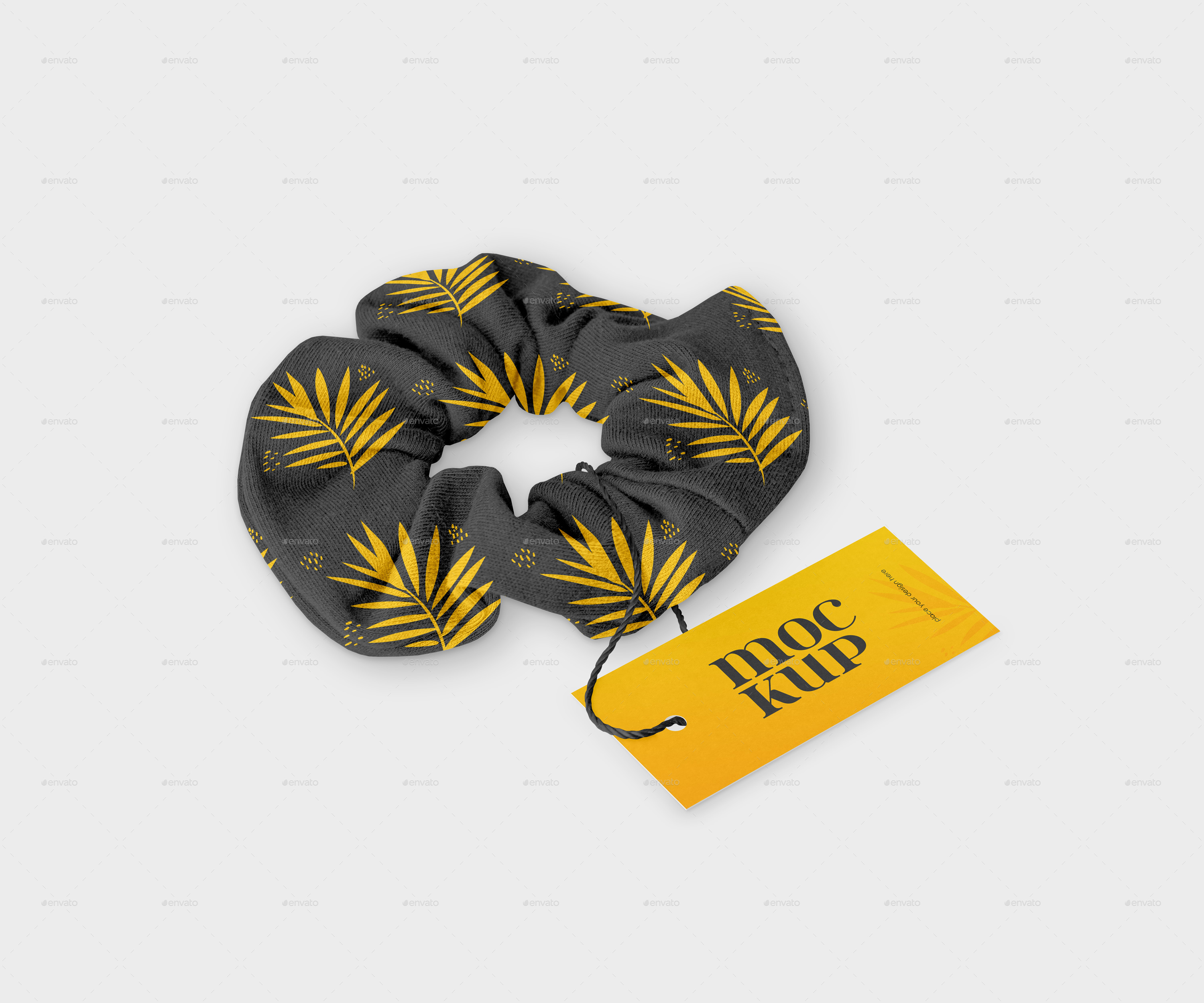Hair Scrunchie with Label Mockup Set, Graphics | GraphicRiver