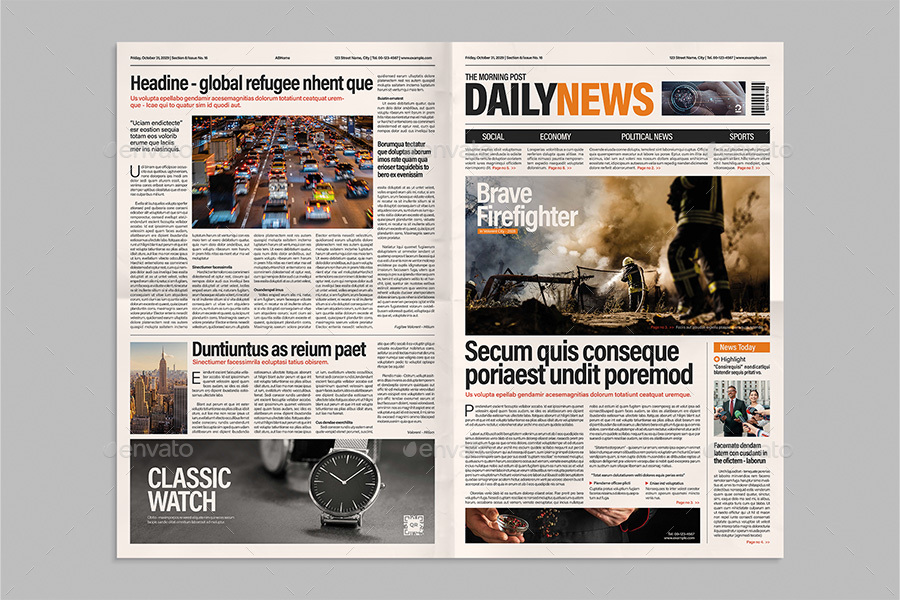 Tabloid Newspaper Template, Print Templates | GraphicRiver