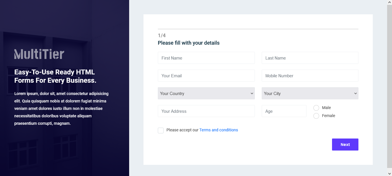 MultiTier - MultiStep Multipurpose HTML5 Form by codexunictheme | CodeCanyon