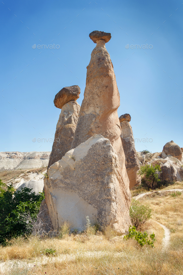 Unique geological rock formations Fairy Chimneys in Cappadocia. Popular ...