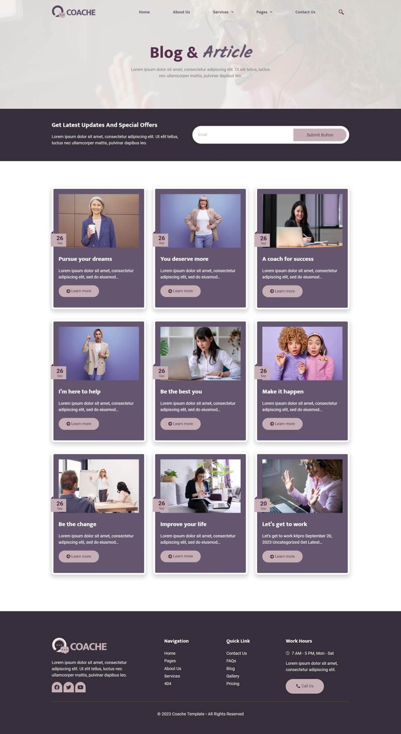 Coache - Content Creator Mentor Elementor Template Kit by Kitpro | ThemeForest